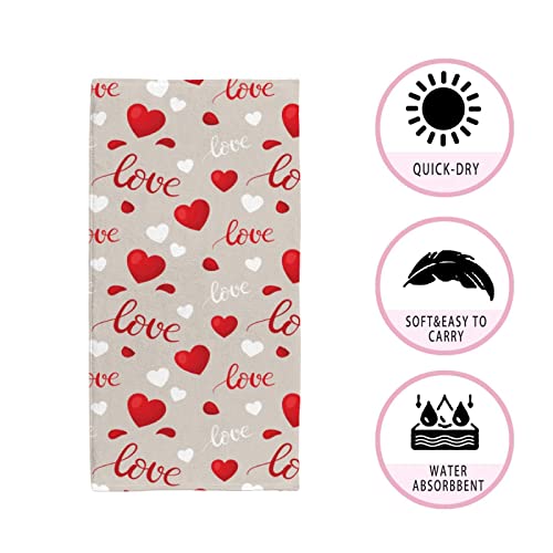 My Little Nest Hand Towels for Bathroom Elements Valentine's Day Hearts Absorbent Small Bath Towel Soft Kitchen Towels Fingertip Towel for Guest and Bar 30 x 15 inch