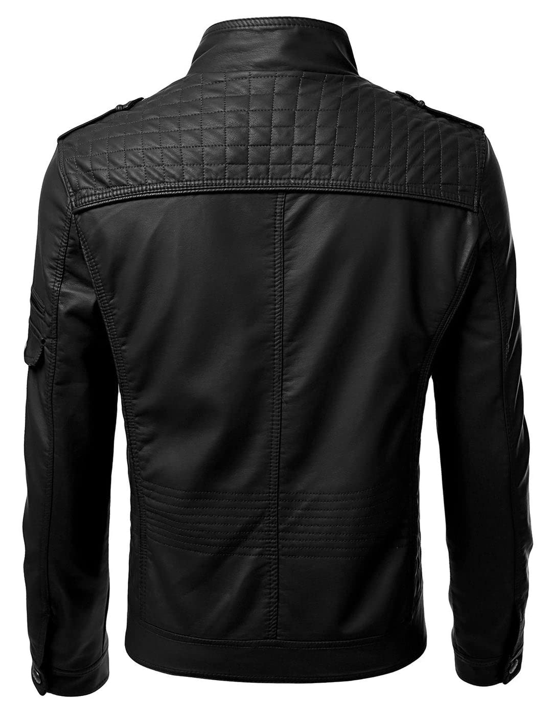 DECIMAL Men's Black Genuine Lambskin Leather Biker Jacket VINTAGE REAL MOTORCYCLE JACKETS FOR MEN (XX-LARGE)