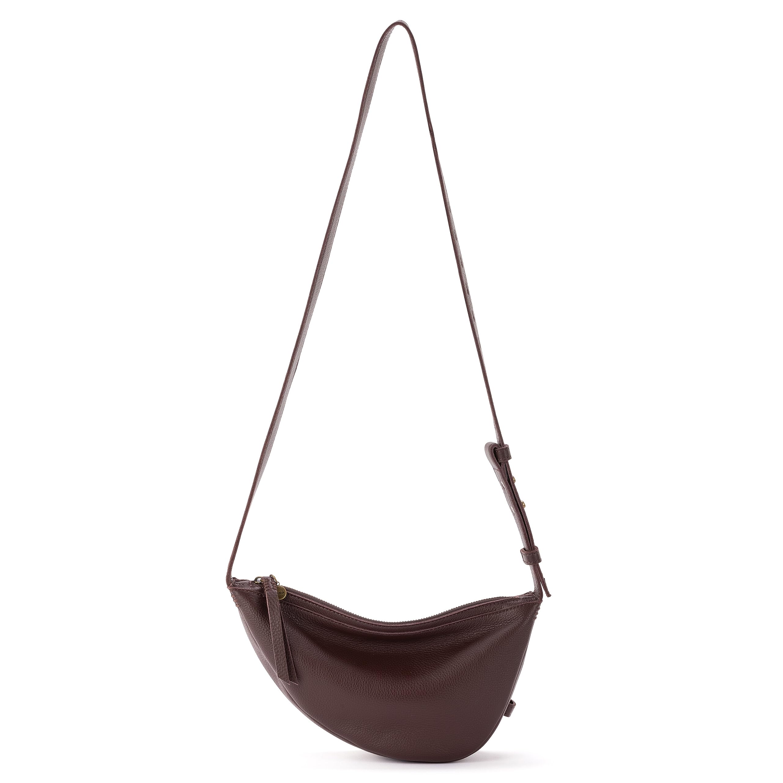 The Sak Tess Sling Bag in Leather, Adjustable Crossbody Strap, Mahogany