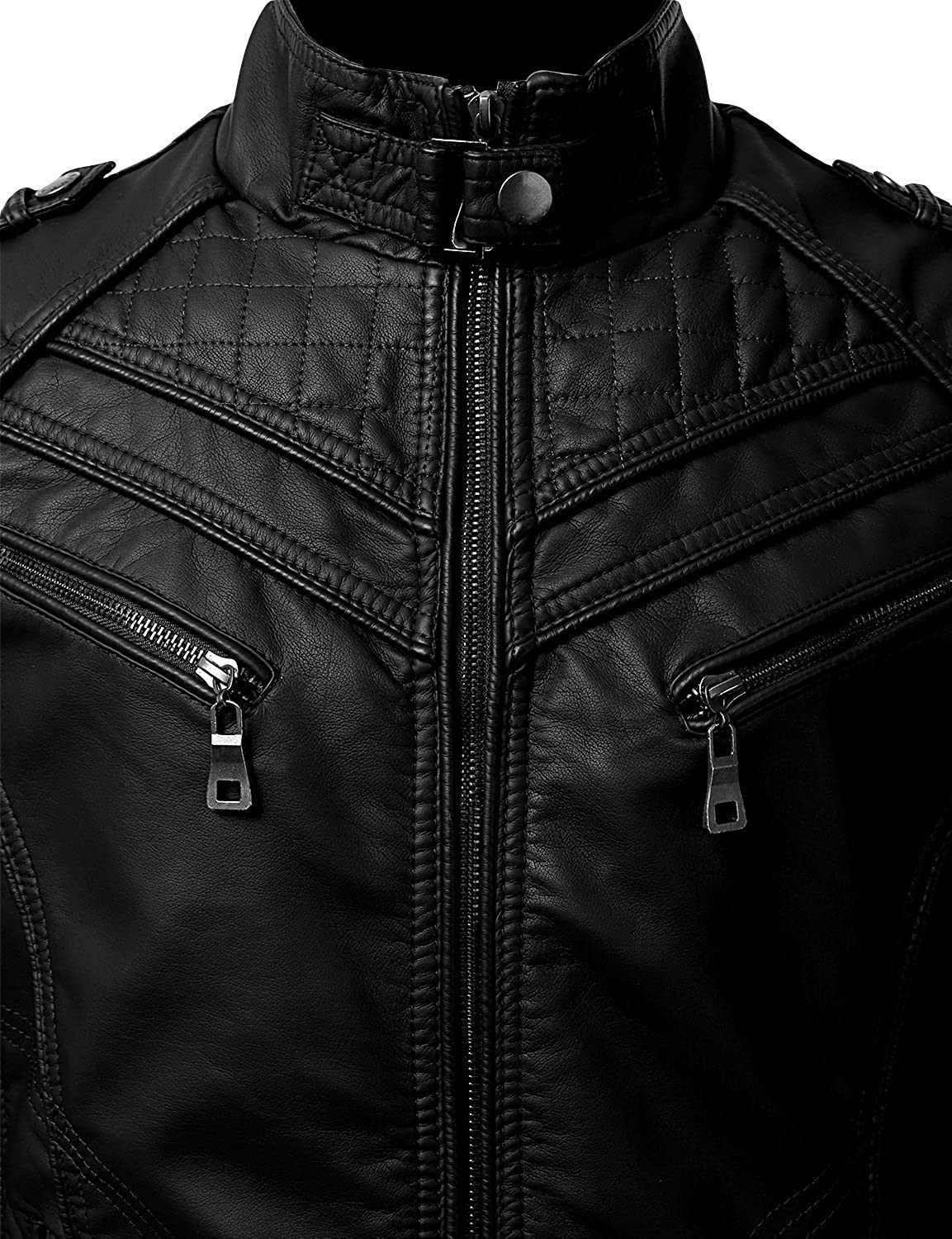 DECIMAL Men's Black Genuine Lambskin Leather Biker Jacket VINTAGE REAL MOTORCYCLE JACKETS FOR MEN (XX-LARGE)