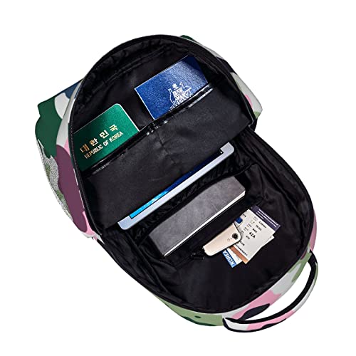 Niuyoif Colored Camouflage Pattern Large Backpack For Men Women Personalized Laptop Tablet Travel Daypacks Shoulder Bag