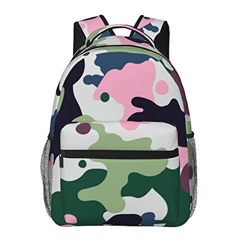 Niuyoif Colored Camouflage Pattern Large Backpack For Men Women Personalized Laptop Tablet Travel Daypacks Shoulder Bag