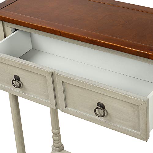 AWQM Console Table with Drawers, Long Shelf Sofa Table, Ideal for Living Room,Entryway/Hallway, 58”L x 11”W x 34”H,Antique Grey