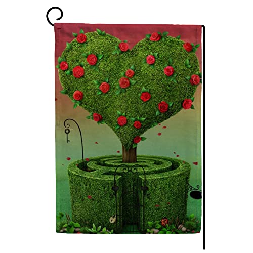 My Little Nest Seasonal Garden Flag Heart Shape Flower Tree Double Sided Vertical Garden Flags for Home Yard Holiday Flag Outdoor Decoration Farmhouse Banner 12"x18"
