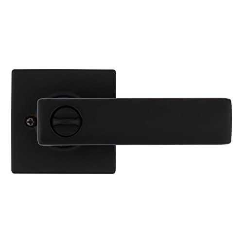 Kwikset Breton Keyed Entry Door Lever featuring SmartKey Security and Microban in Matte Black