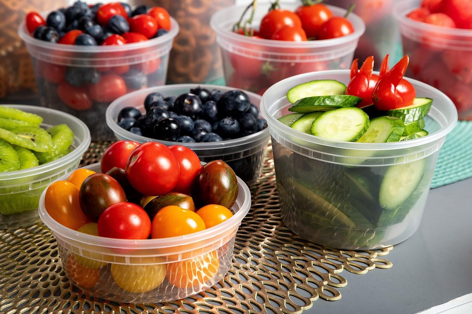 Deli Food Storage Containers with Lids 24 Sets 32oz - Clear Disposable Meal Prep, Microwave Plastic Containers with Lids, BPA Free, Stackable, Leakproof, Reusable Deli Containers, Freezer Safe