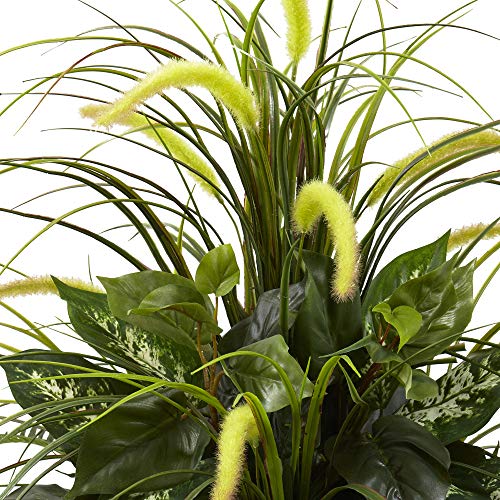 Nearly Natural 6727 3ft. Mixed Greens & Cattails with Planter, 26 x 26 x 36 inches
