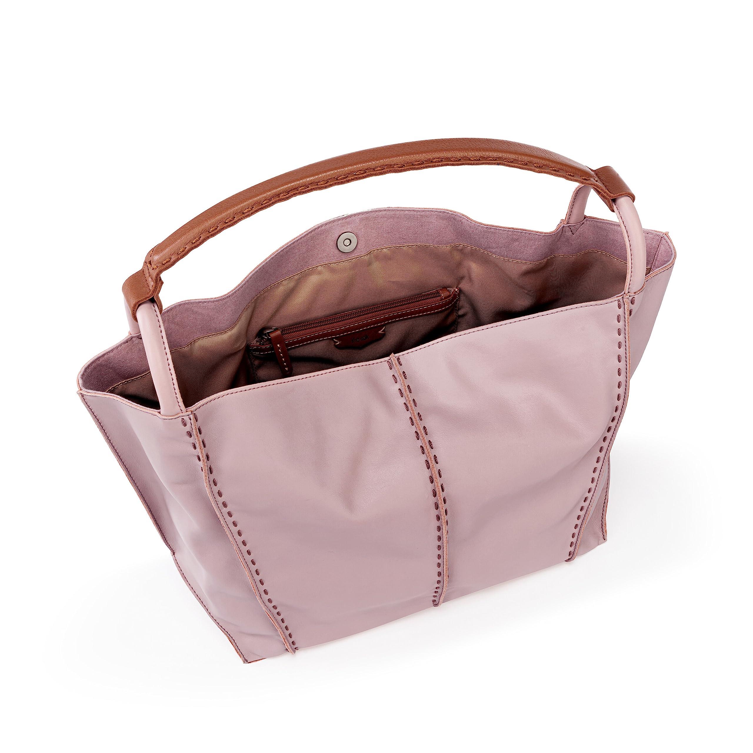 The Sak Los Feliz Large Tote Bag in Leather, Lined Purse with Single Shoulder Strap, Rosewood
