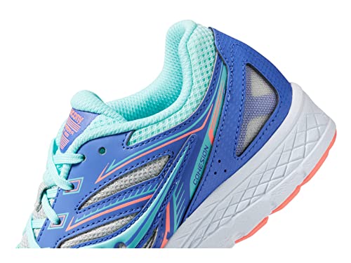 Saucony Cohesion 14 Lace to Toe Running Shoe, Silver/Periwinkle/Turq, 2 US Unisex Big Kid