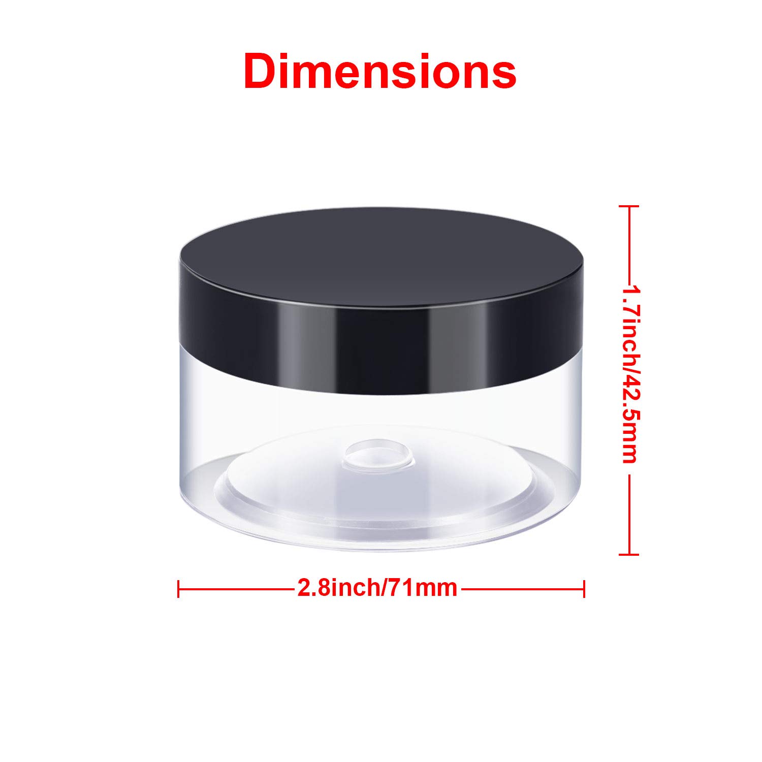 SATINIOR 24 Pieces Empty Clear Plastic Jars with Lids Round Storage Containers Wide-Mouth for Beauty Product Cosmetic Cream Lotion Liquid Butter Craft and Food (Black Lid, 4 oz)