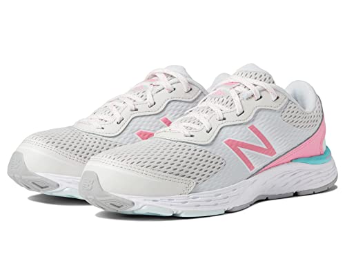 New Balance Kid's 680 V6 Hook and Loop Running Shoe, Nimbus Cloud/Bubblegum/Surf, 2 Little Kid