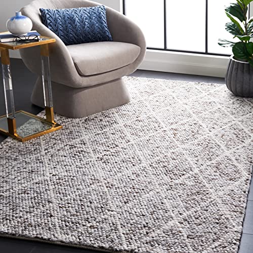SAFAVIEH Natura Collection 6' x 9' Ivory / Stone NAT712A Handmade Moroccan Trellis Cotton Area Rug