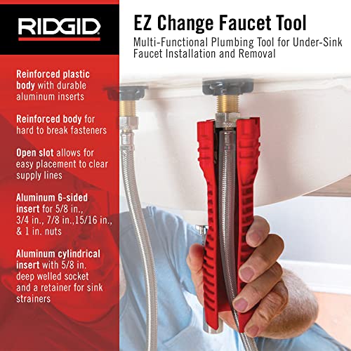 RIDGID 57003 EZ Change Plumbing Wrench Faucet Installation and Removal Tool & TEKTON 10 to 17 Inch Telescoping Basin Wrench (3/8 - 1-3/8 in.) | WRN92002