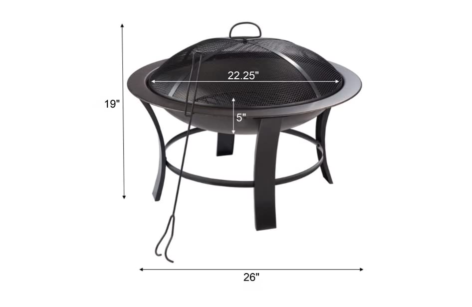 MADENA Mainstays 26" Metal Round Outdoor Wood-Burning Fire Pit,DS-46552
