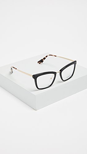 Prada Women's Square Glasses, Black/Clear, One Size