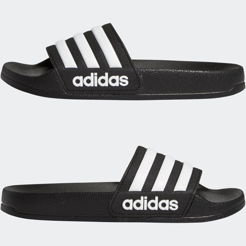 adidas Adilette Shower Slides, Core Black/White/Core Black, 2 US Unisex Little Kid