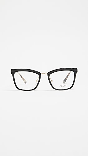 Prada Women's Square Glasses, Black/Clear, One Size