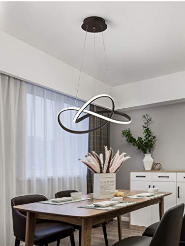 Ziplighting LED Modern Pendant Light with Remote Dimmable Pendant Lighting Stepless Dimming Chandelier Contemporary Adjustable Ceiling Fixture Light for Dining Living Room Kitchen Island