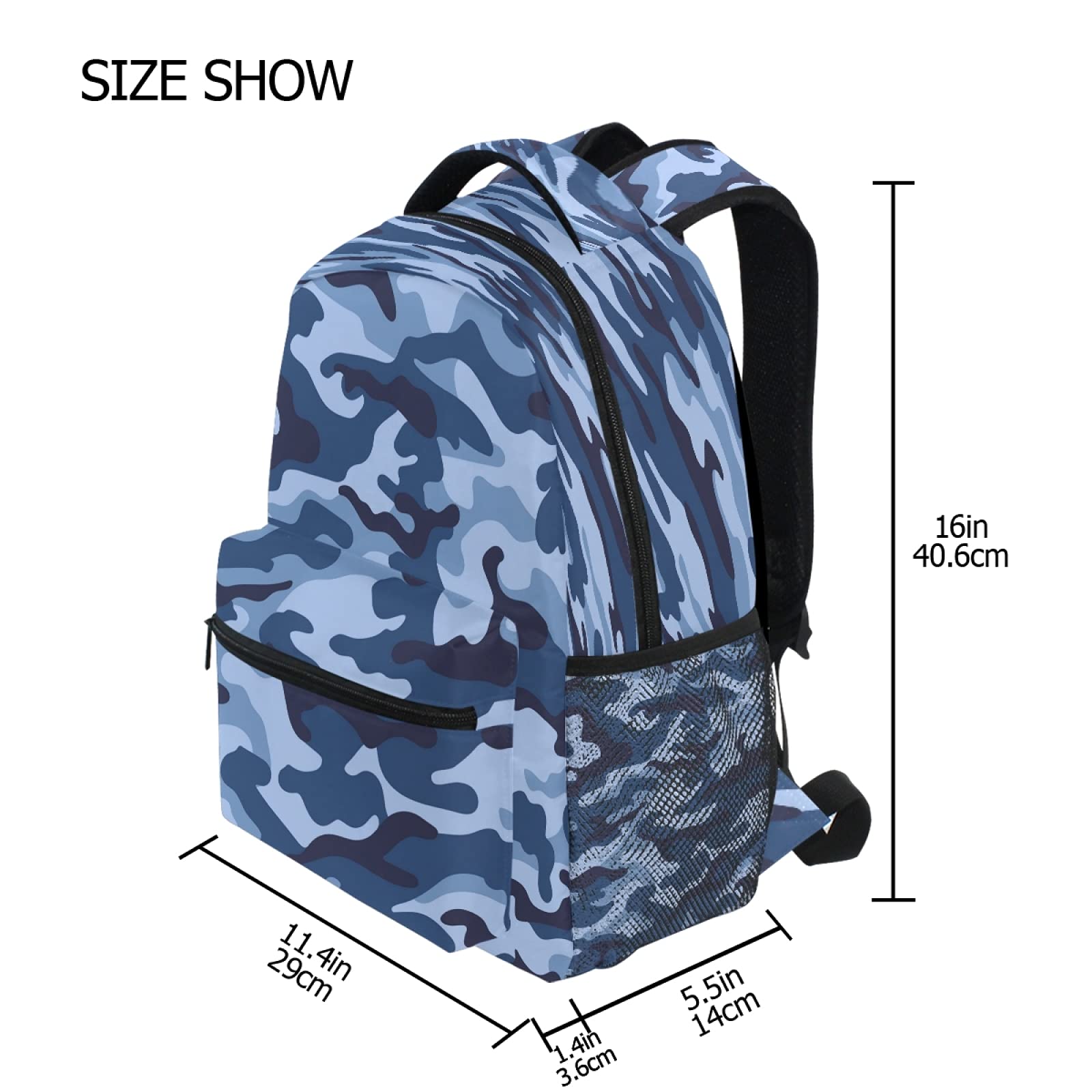 YoCosy Camo Camouflage Military Pattern School Backpack for Teen Girls Boys Lightweight Student Backpack Travel Bookbag Laptop Casual Daypack