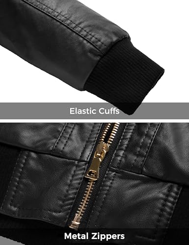 wantdo Womens Plus Size Faux Leather Jacket Outwear with Removable Hood Black XXX-Large