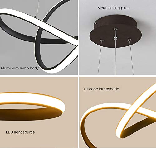 Ziplighting LED Modern Pendant Light with Remote Dimmable Pendant Lighting Stepless Dimming Chandelier Contemporary Adjustable Ceiling Fixture Light for Dining Living Room Kitchen Island