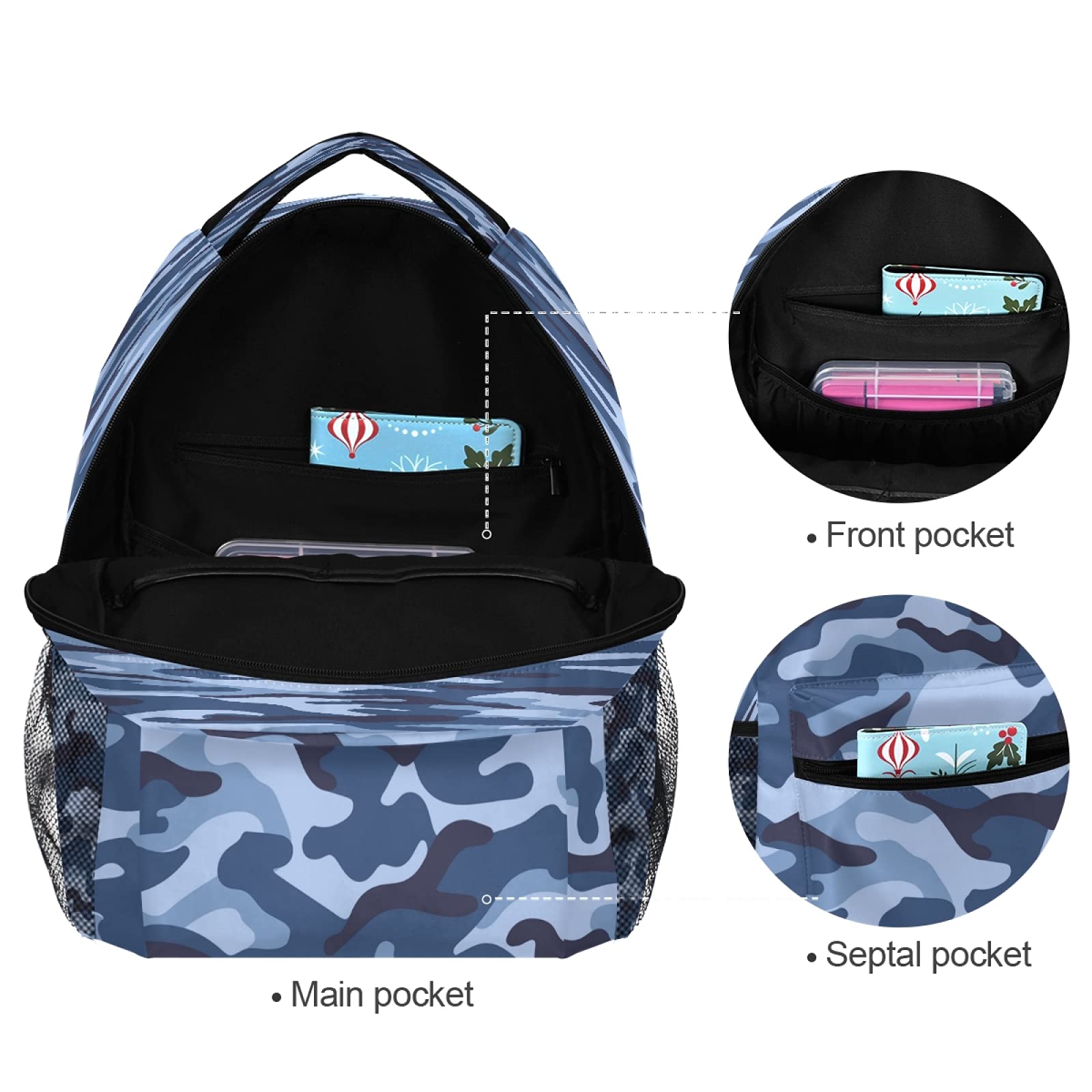 YoCosy Camo Camouflage Military Pattern School Backpack for Teen Girls Boys Lightweight Student Backpack Travel Bookbag Laptop Casual Daypack