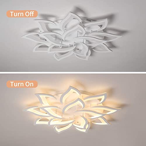 Modern Design LED Ceiling Light Living Room Fixture 3000K-6500K Dimmable with Remote 8600lm 128W Flush Bedroom Ceiling Lamp Lights 14 Light Acrylic Ceilin Lamp Fixture (White)