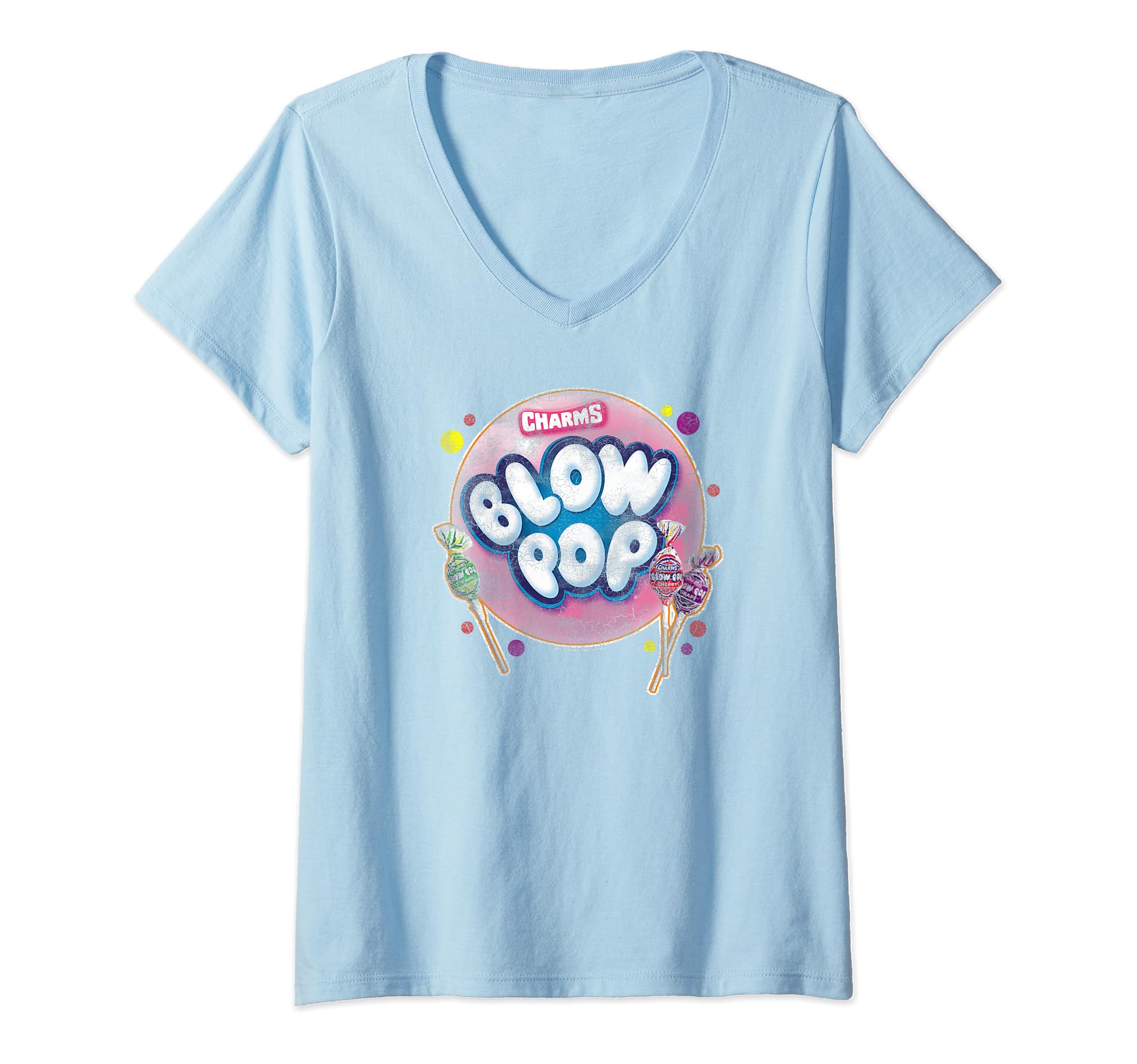 Womens Tootsie Roll Blow Pop Bubble V-Neck T-Shirt