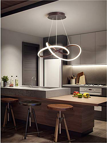 Ziplighting LED Modern Pendant Light with Remote Dimmable Pendant Lighting Stepless Dimming Chandelier Contemporary Adjustable Ceiling Fixture Light for Dining Living Room Kitchen Island