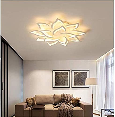Modern Design LED Ceiling Light Living Room Fixture 3000K-6500K Dimmable with Remote 8600lm 128W Flush Bedroom Ceiling Lamp Lights 14 Light Acrylic Ceilin Lamp Fixture (White)