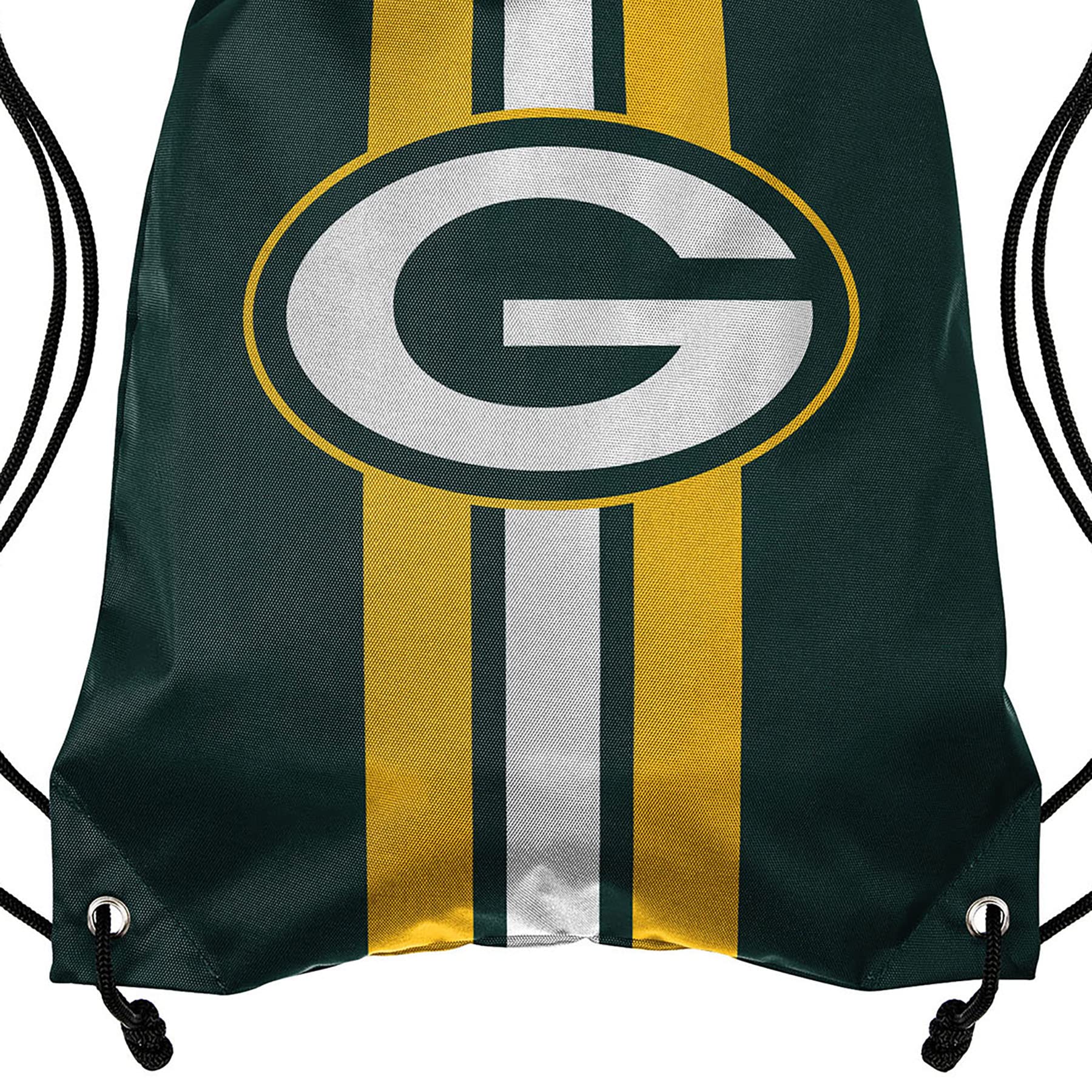 FOCO Forever Collectibles NFL Green Bay Packers Team Stripe Drawstring Backpack BagTeam Stripe Drawstring Backpack Bag, Black, 19" x 14"