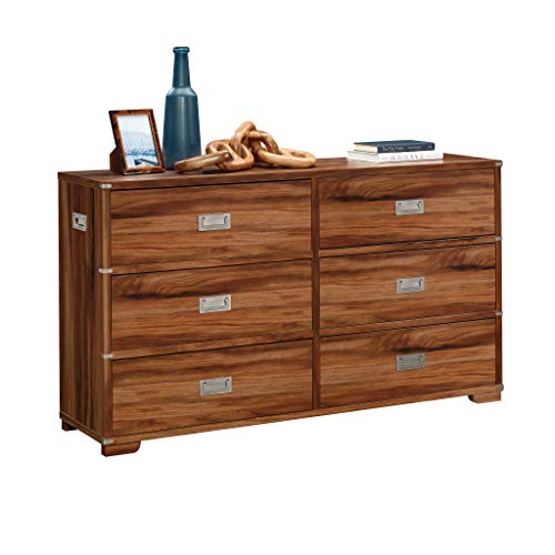 Sauder Vista Key Dresser, L: 59.06" x W: 15.67" x H: 33.31", Blaze Acacia Finish