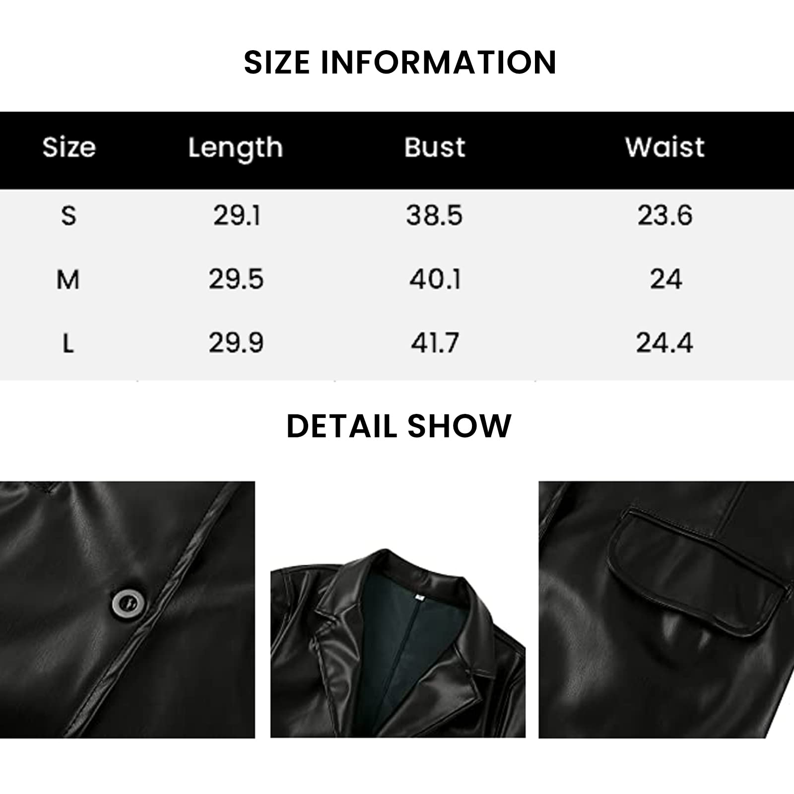 ABYOVRT Women Leather Jacket Oversized Faux Leather Blazer Button Down Lapel Coat with Pockets Vintage Streetwear (Black,Small)