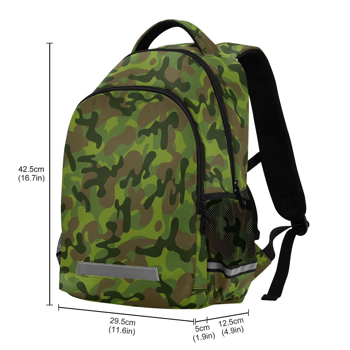 MNSRUU School Backpack with Chest Strap, Camouflage Green Laptop Backpack, Travel Hiking Backpack for Boys Girls, Rucksack, Knapsack