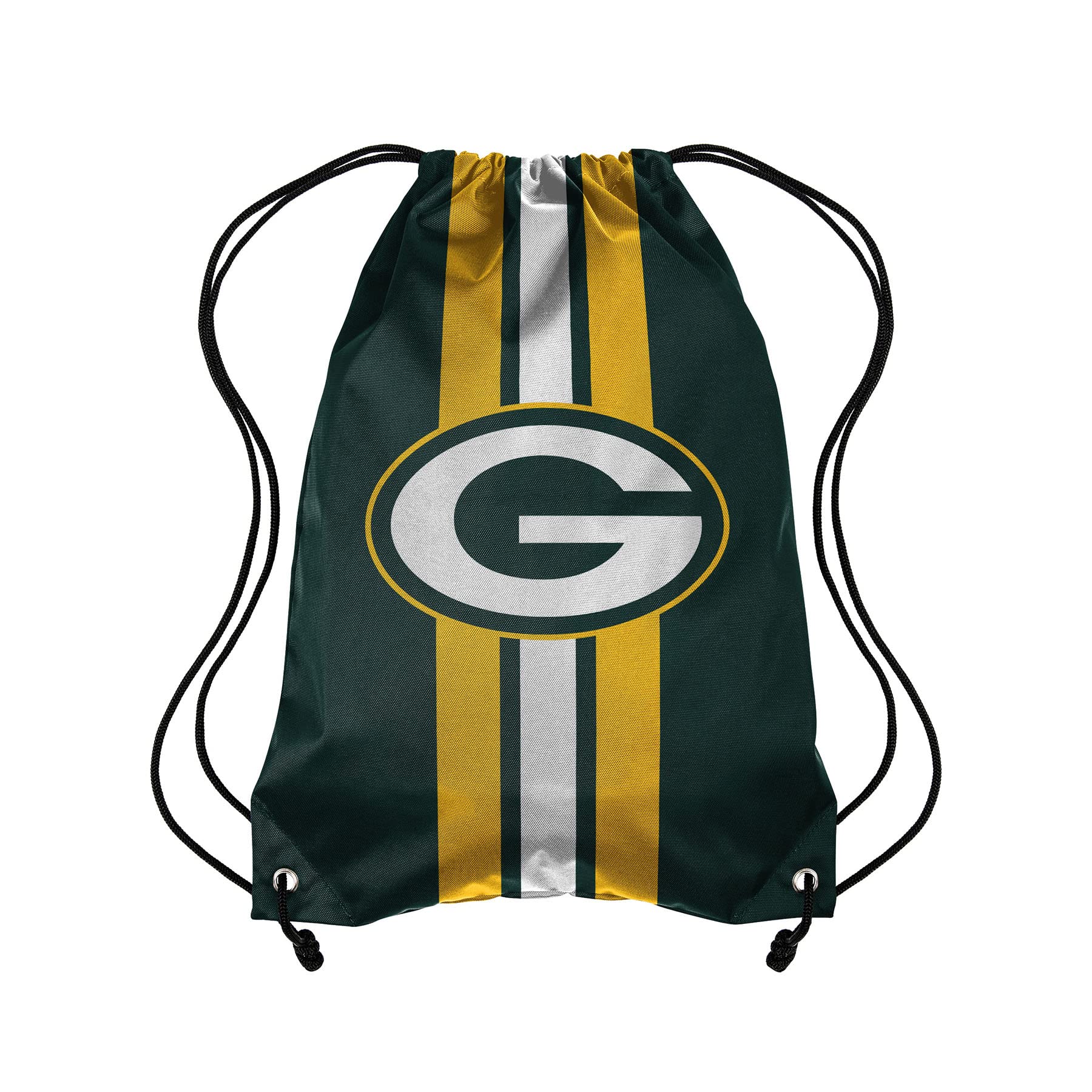 FOCO Forever Collectibles NFL Green Bay Packers Team Stripe Drawstring Backpack BagTeam Stripe Drawstring Backpack Bag, Black, 19" x 14"