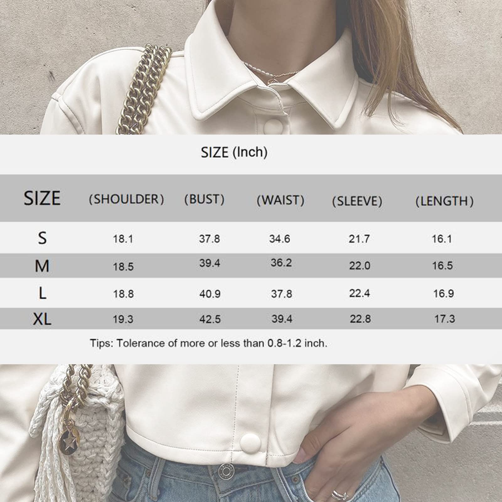 GXFGZZRS Womens Faux Leather Jacket Casual Cropped Motorcycle Coat Snap Front PU Moto Biker Outwear