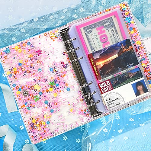 A6 Glitter Budget Binder with 12 Printed Budget Envelopes & Expense Budget Sheets Calendar, Pocket Budget Planner Organizer, Money Organizer for Cash, Cash Envelopes for Budgeting and Saving Money
