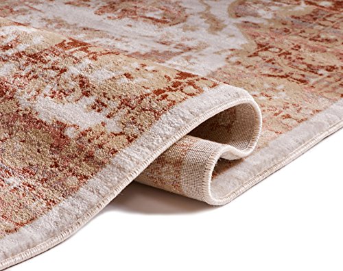 Well Woven Millie Tribal Copper Rust Medallion Area Rug 5x7 (5'3" x 7'3") Modern Distressed Oriental Plush Super Soft Carpet