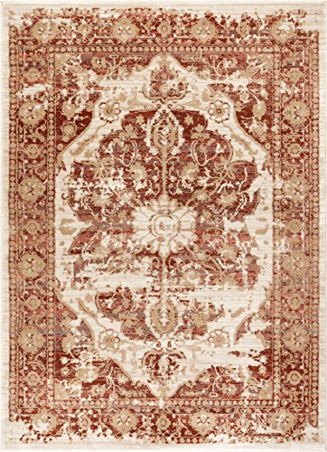 Well Woven Millie Tribal Copper Rust Medallion Area Rug 5x7 (5'3" x 7'3") Modern Distressed Oriental Plush Super Soft Carpet