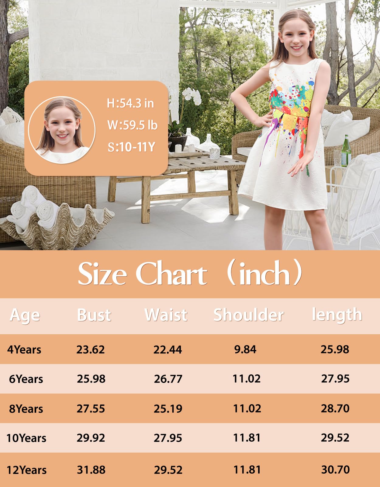 21KIDS Creative Art Colorful Paint Print Dress for Summer Girls Casual Size,8,Art Paint