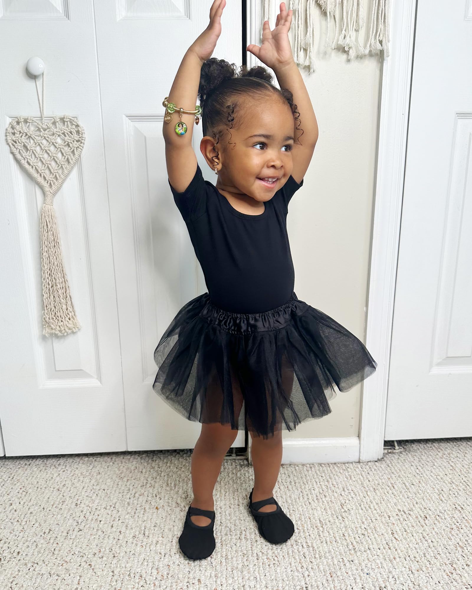 Stelle Canvas Ballet Shoes Toddler Girls Ballet Slippers No-Tie Boys Dance Shoes(Black,2MB)