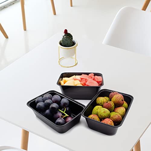 [24oz-50pack] Disposable Food Containers with Lids Plastic Black Meal Prep Storage Container for Food Microwave Safe Eco-Friendly, BPA-Free, Durable & Stackable