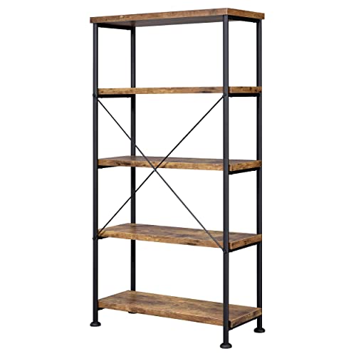 Coaster Home Furnishings Bookcase, Antique Nutmeg and Black