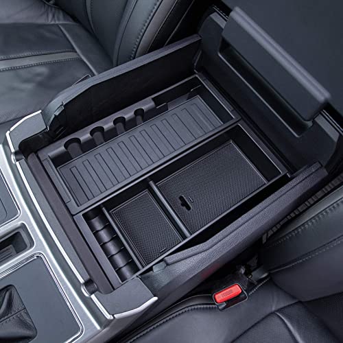 PIMCAR Compatible with Ford 2015-2020 F150, 2017-2022 F250 F350 F450, 2018-2022 Expedition Center Console Organizer Insert Tray Pallet Storage Accessories (Work Great with The Factory Tray) - Black