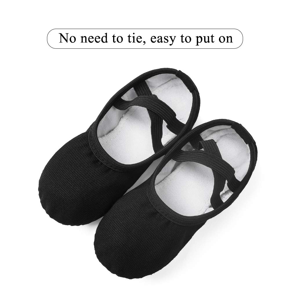 Stelle Canvas Ballet Shoes Toddler Girls Ballet Slippers No-Tie Boys Dance Shoes(Black,2MB)
