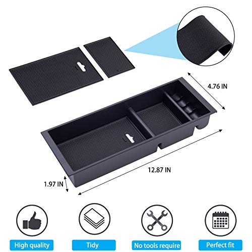 PIMCAR Compatible with Ford 2015-2020 F150, 2017-2022 F250 F350 F450, 2018-2022 Expedition Center Console Organizer Insert Tray Pallet Storage Accessories (Work Great with The Factory Tray) - Black