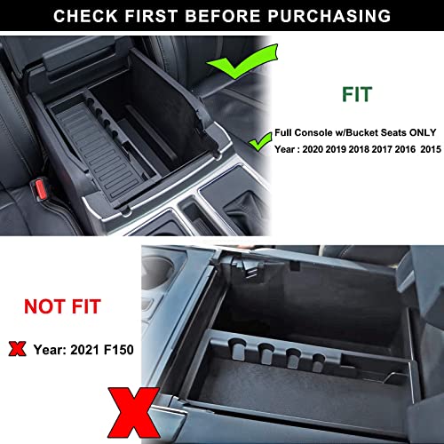 PIMCAR Compatible with Ford 2015-2020 F150, 2017-2022 F250 F350 F450, 2018-2022 Expedition Center Console Organizer Insert Tray Pallet Storage Accessories (Work Great with The Factory Tray) - Black