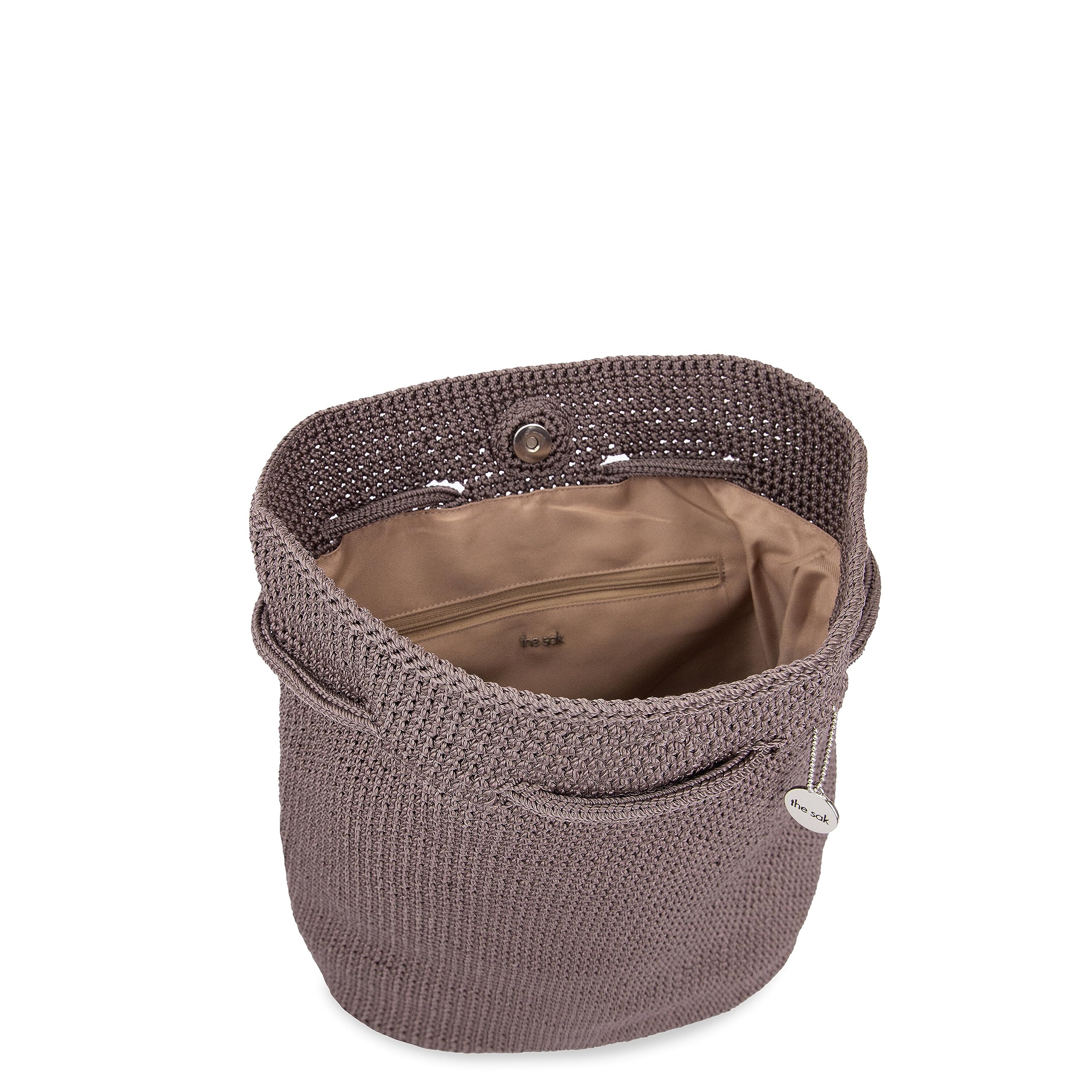 The Sak Large Dylan Backpack in Crochet, Adjustable Backstrap, Mushroom