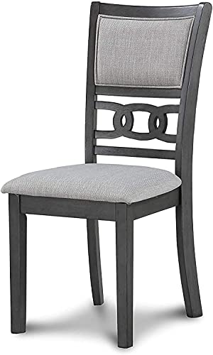 New Classic Furniture Gia 5-Piece Round Dining Set with 1 Dining Table and 4 Chairs, 47-Inch, Gray