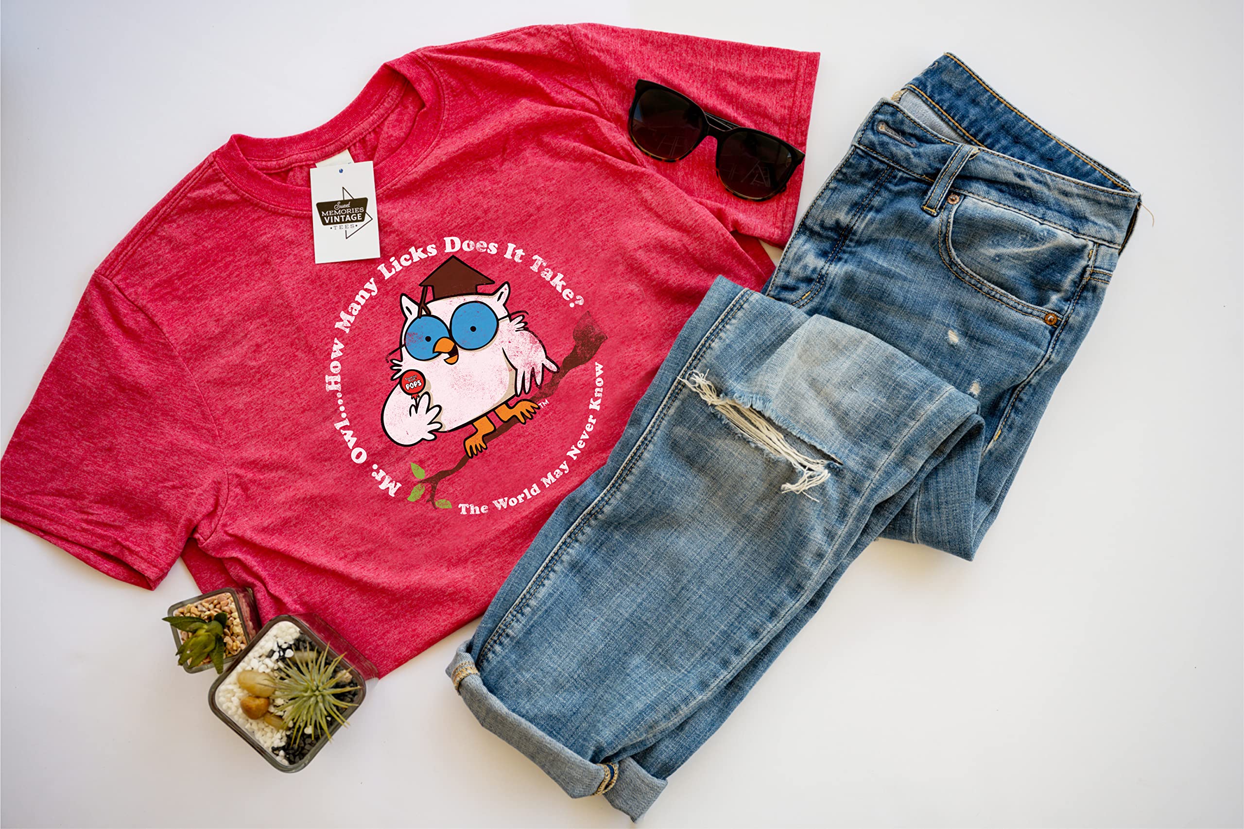 New Tootsie Pop® Mr. Owl Unisex Tee | Iconic Mr. Owl | Tootsie Shirt | Vintage Candy Shirt, Unisex, Medium Heather Red